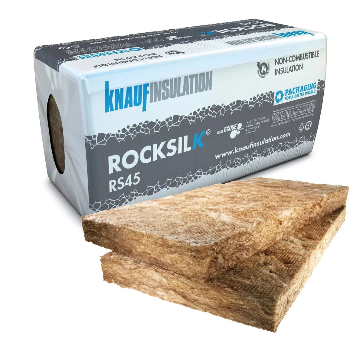 50mm Knauf RS45 Rocksilk Earthwool Insulation - 7.2m² (10 Slabs/Pack ...